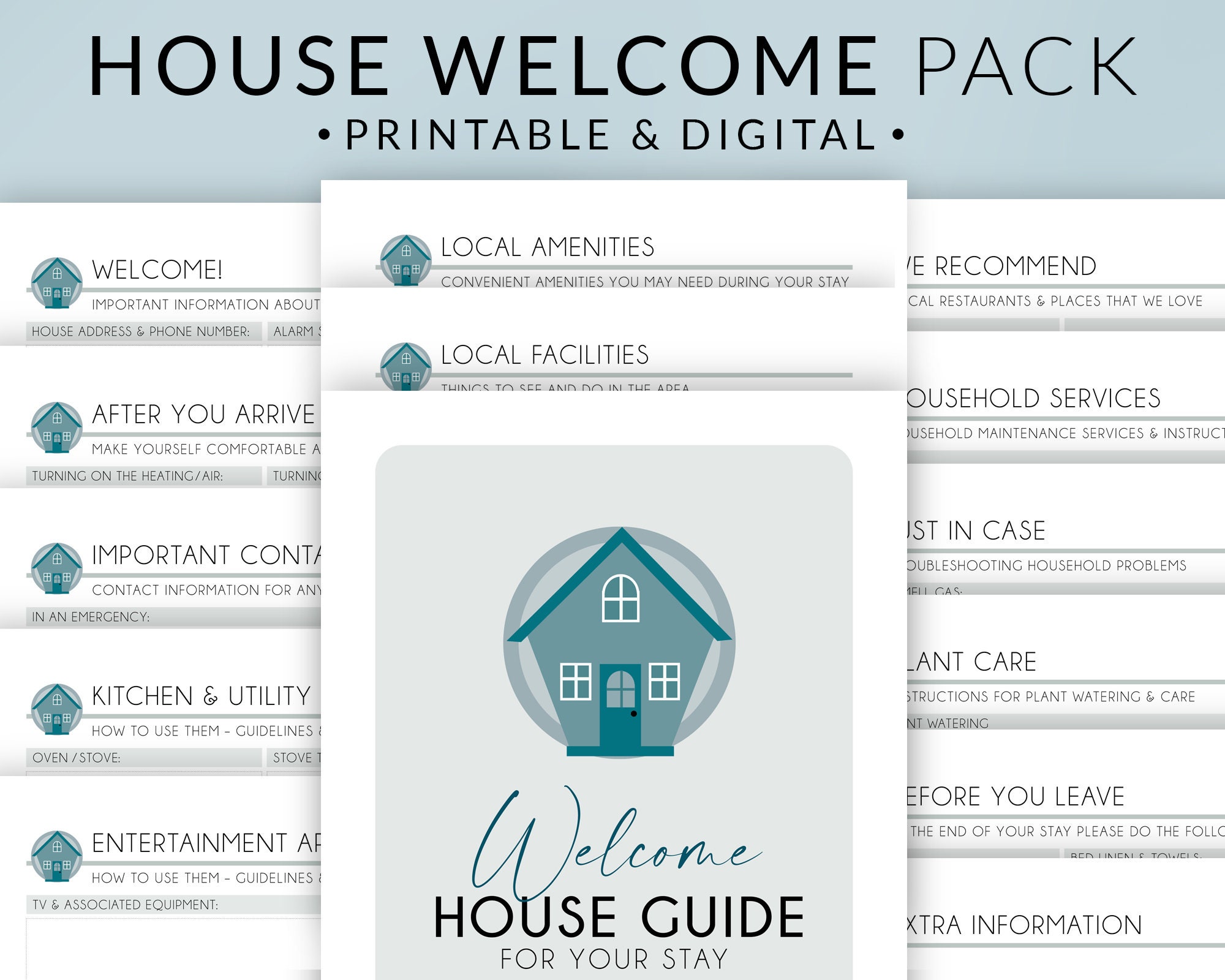 Rental Welcome Guide Printable & Fillable PDF House Sitting | Etsy
