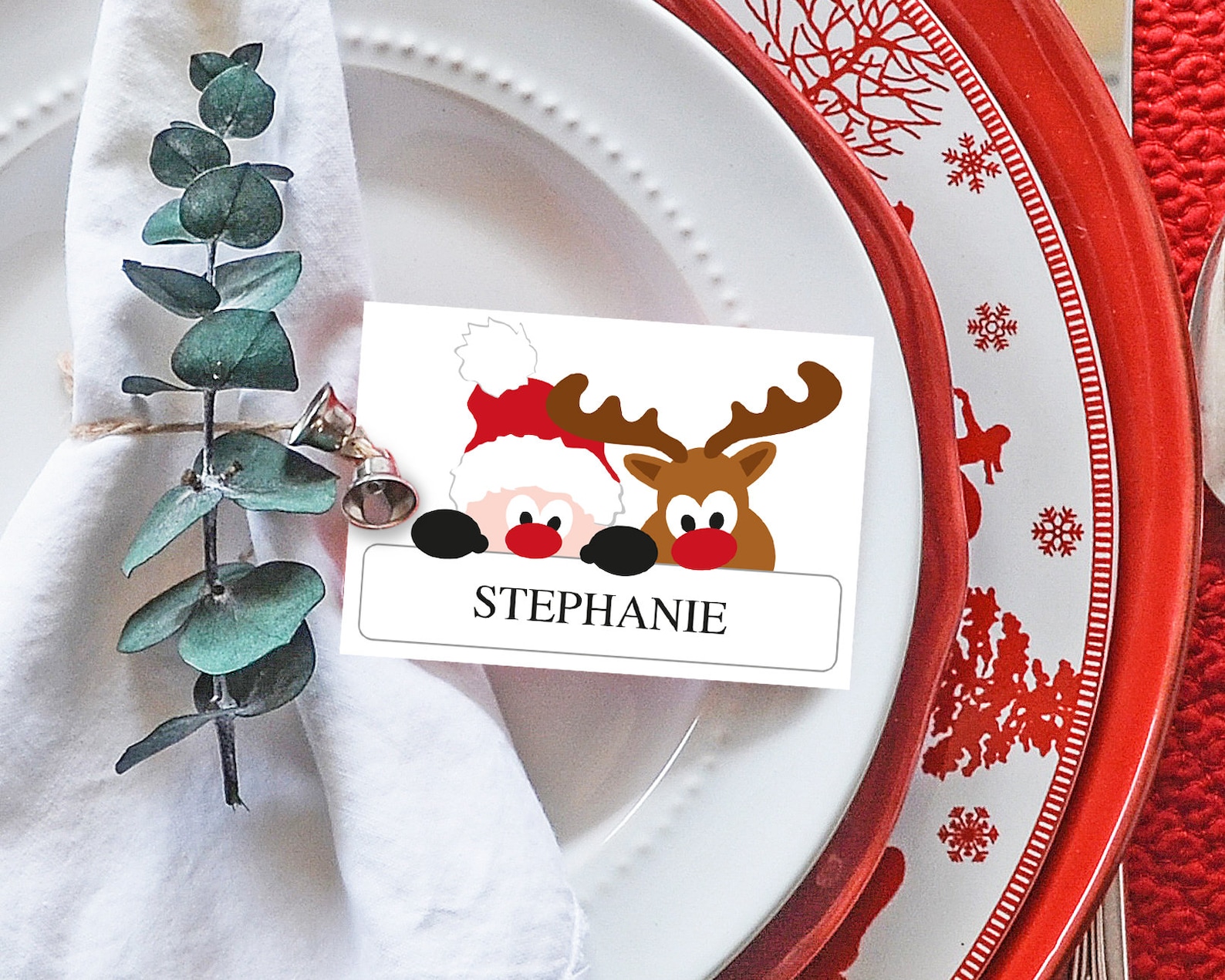 Christmas Editable Place Cards Template – Printable Table Seating Cards ...