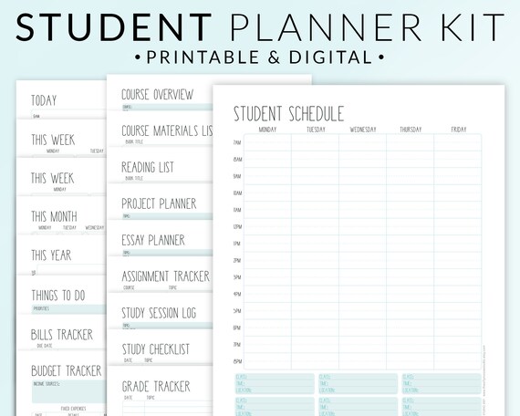 Student Planner Printable / Digital Kit School & College - Etsy