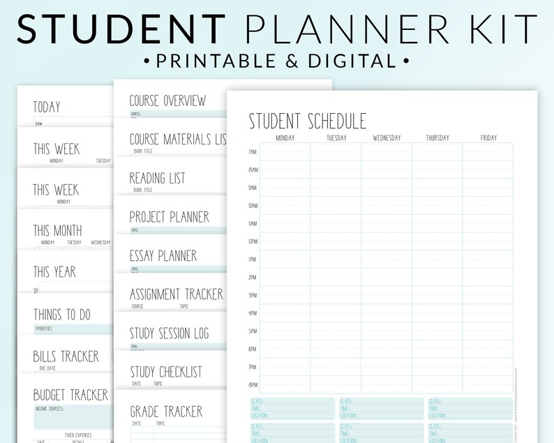 Student Planner Printable / Digital Kit School & College - Etsy