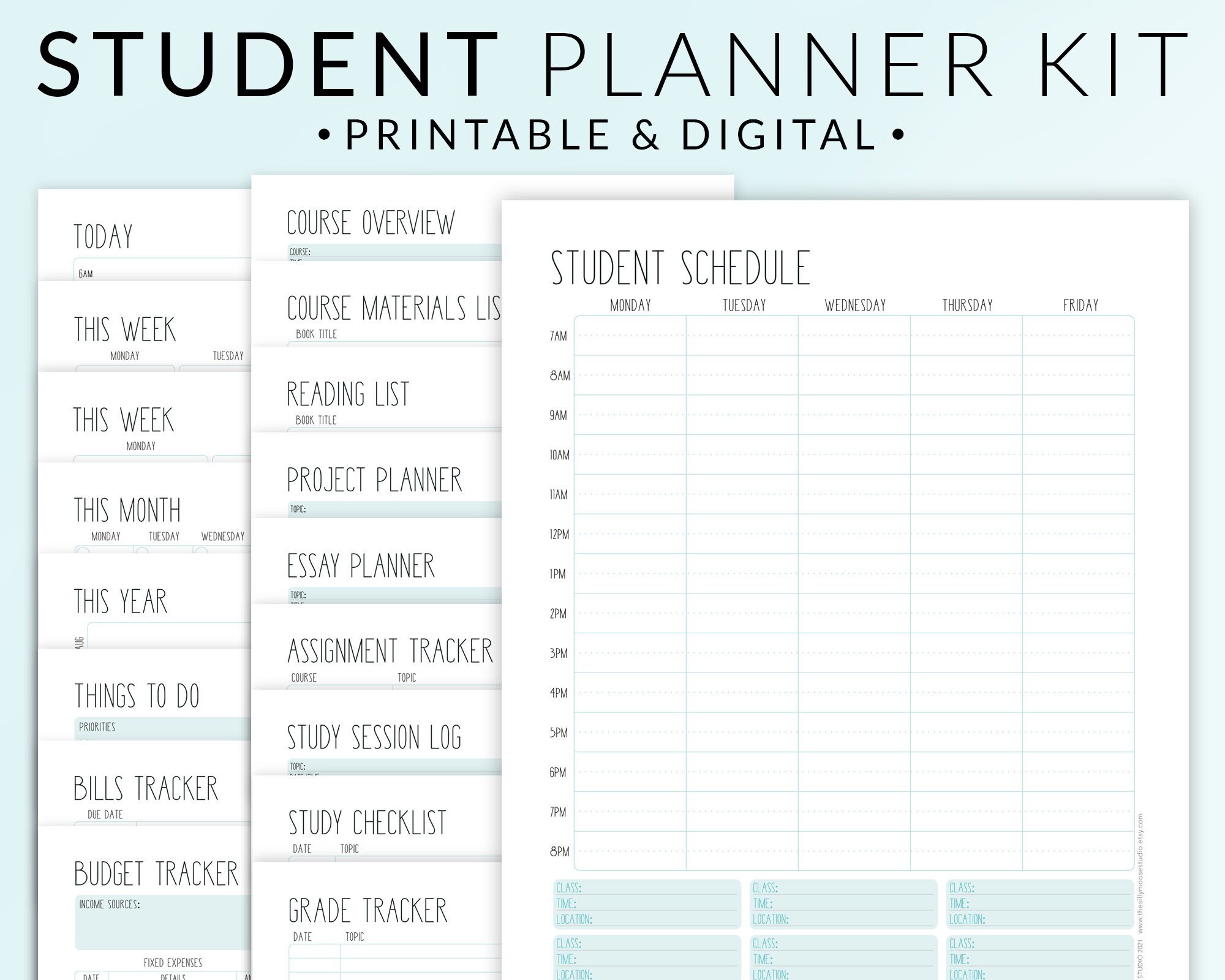 Student Planner Printable / Digital Kit School & College - Etsy