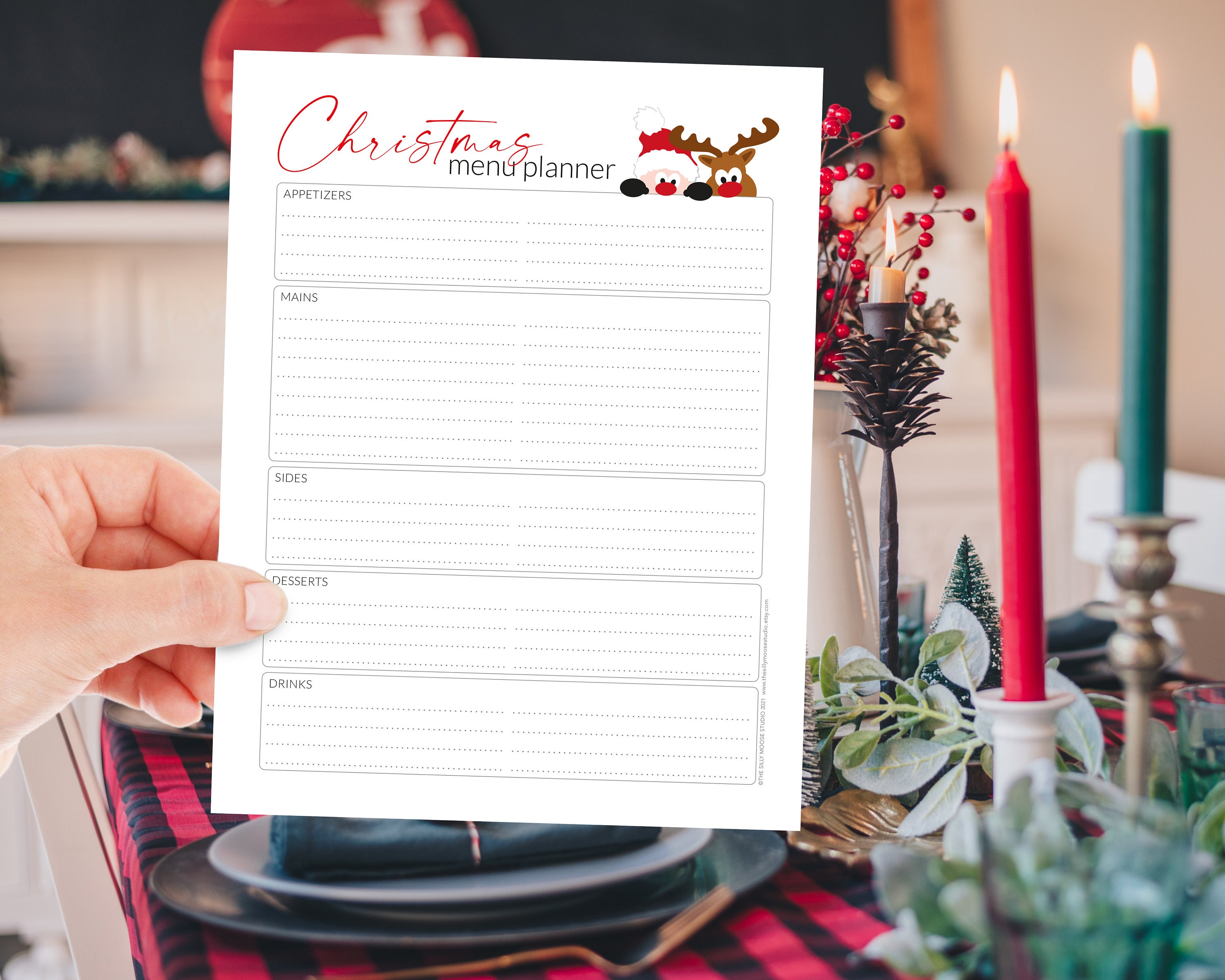 Christmas Menu Planner Printable Kit – Holiday Meal Planning Template ...