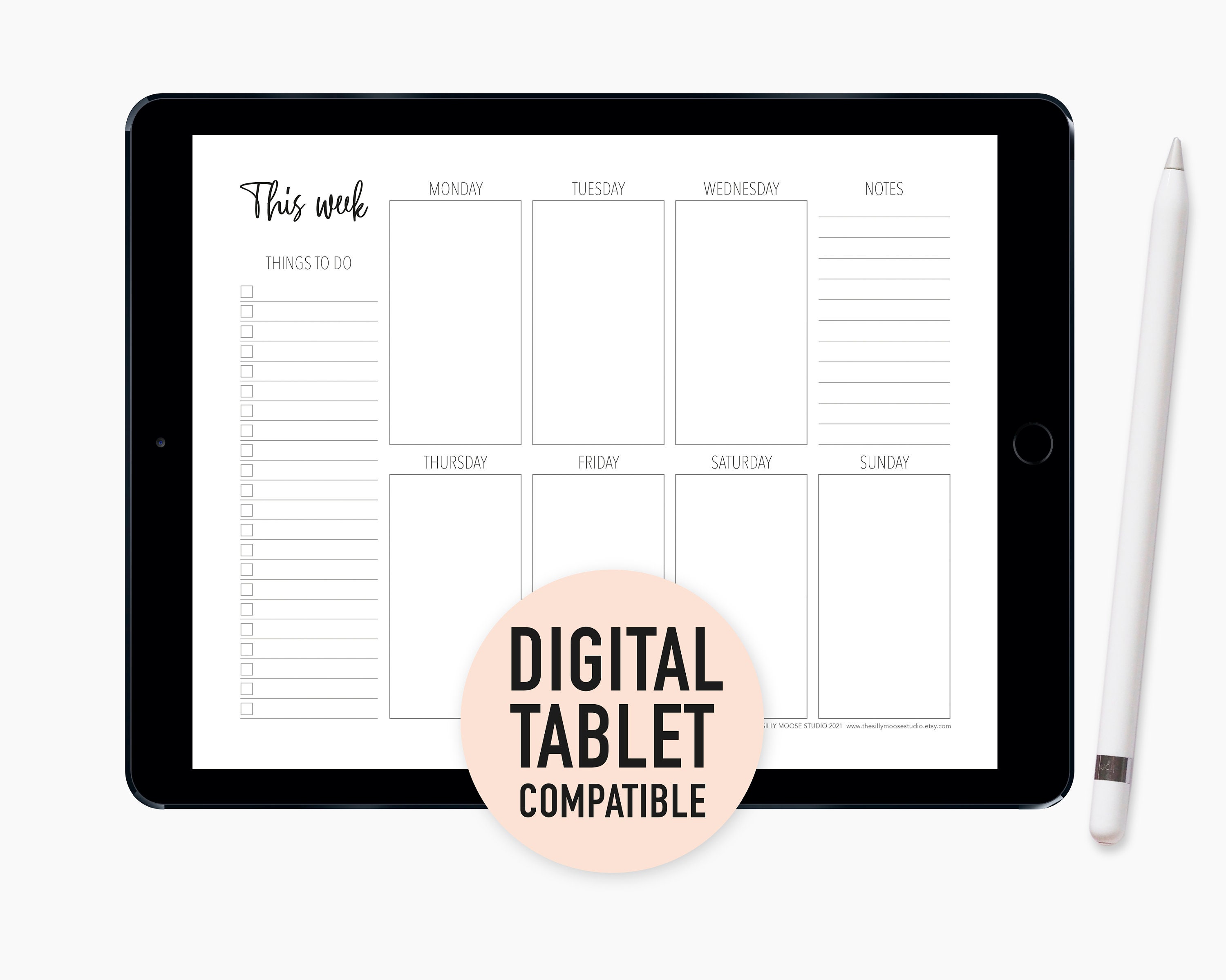Weekly Planner Printable With to Do List – Horizontal Landscape Format ...