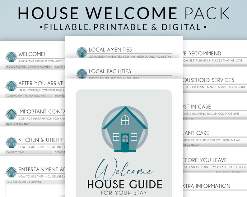 Rental Welcome Guide Printable & Fillable PDF House Sitting - Etsy