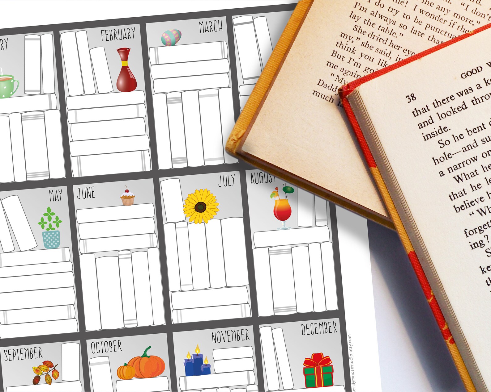 Book Tracker Printable Reading Challenge Log Books - Etsy