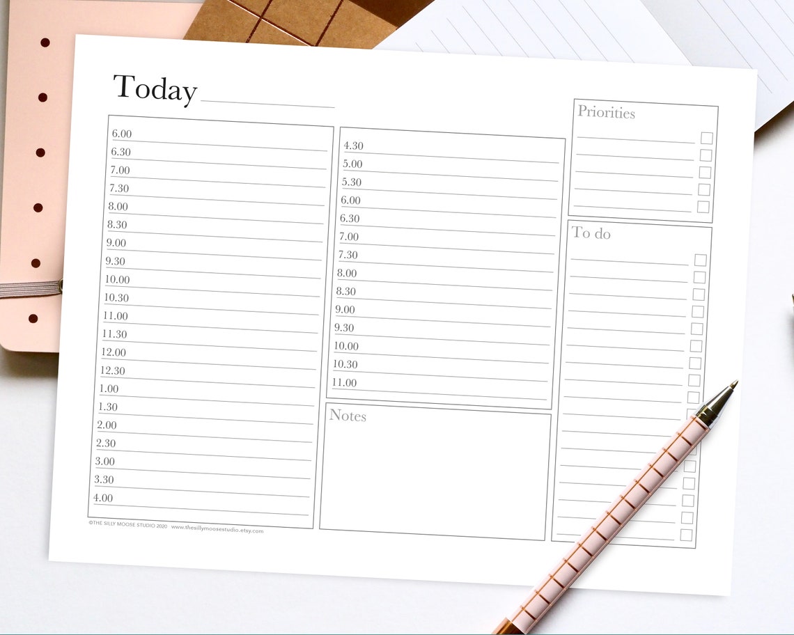 Half Hour Schedule Printable Daily Planner Template Simple - Etsy