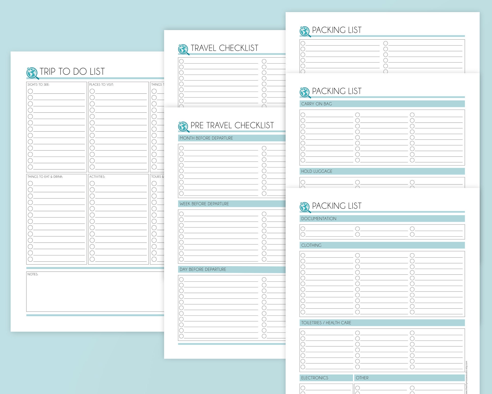 Travel Planner Printable – Vacation Trip Itinerary – Digital Fillable ...