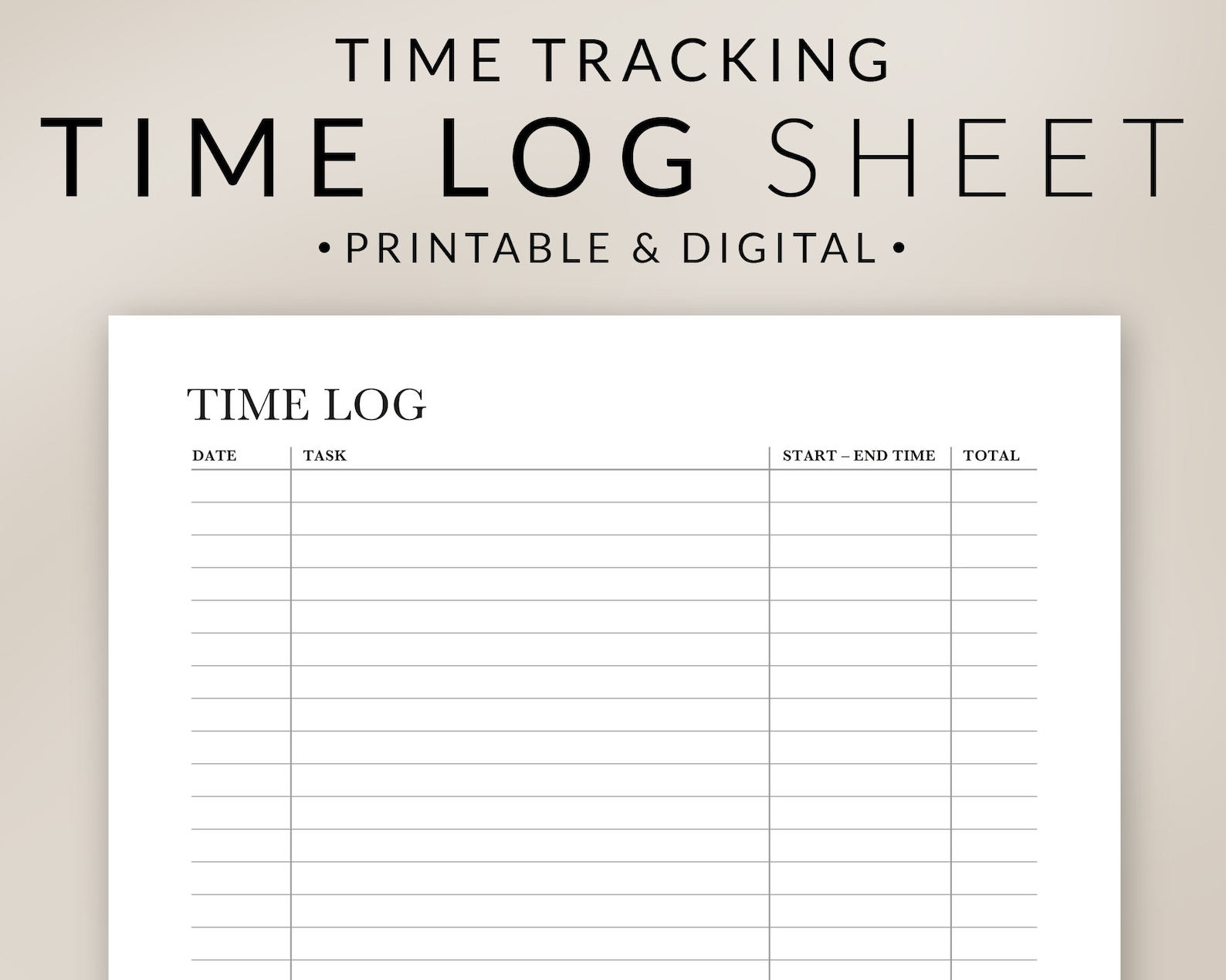 Work Time Log Printable Template Time Sheet Time Tracker - Etsy