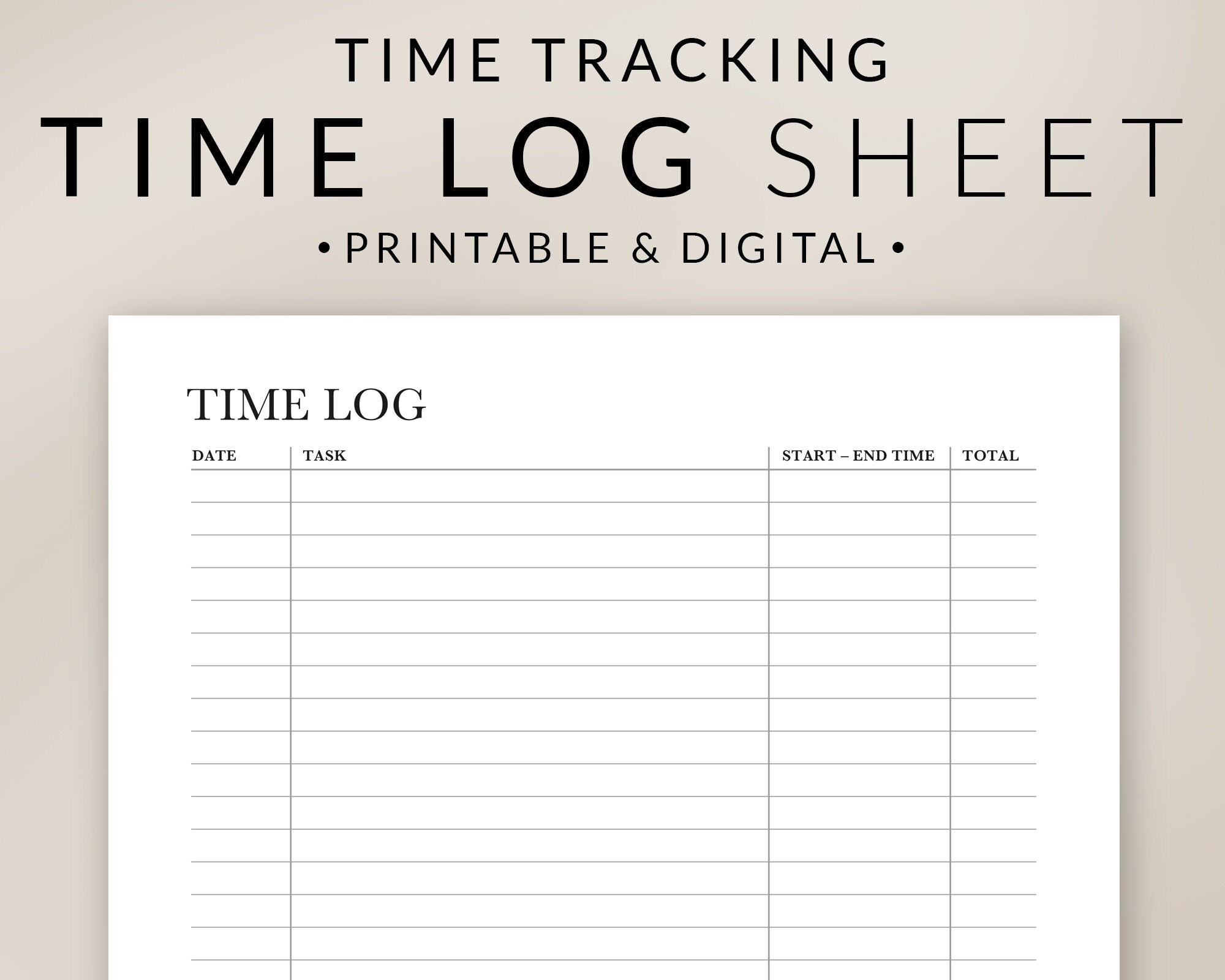Work Time Log Printable Template Time Sheet Time Tracker - Etsy