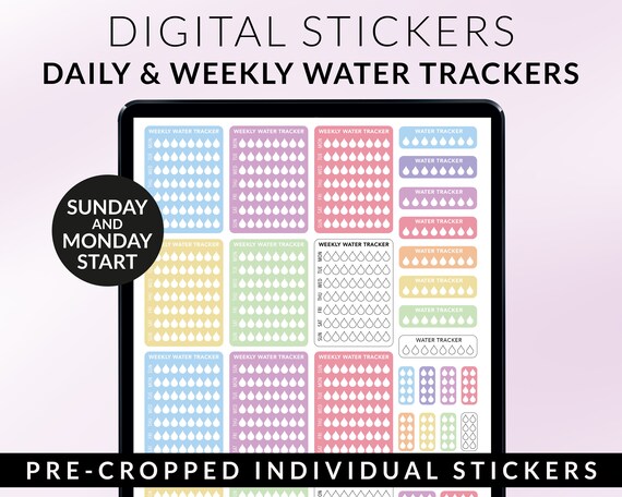 Water Tracker Digital Planner Stickers Hydration Habit Bujo - Etsy