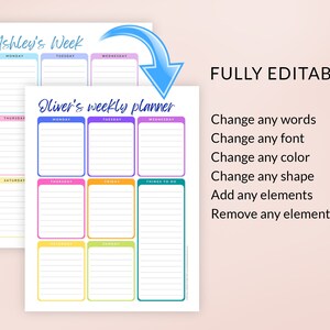 Weekly Planner Printable – Editable CANVA Planner Template – Pastel ...