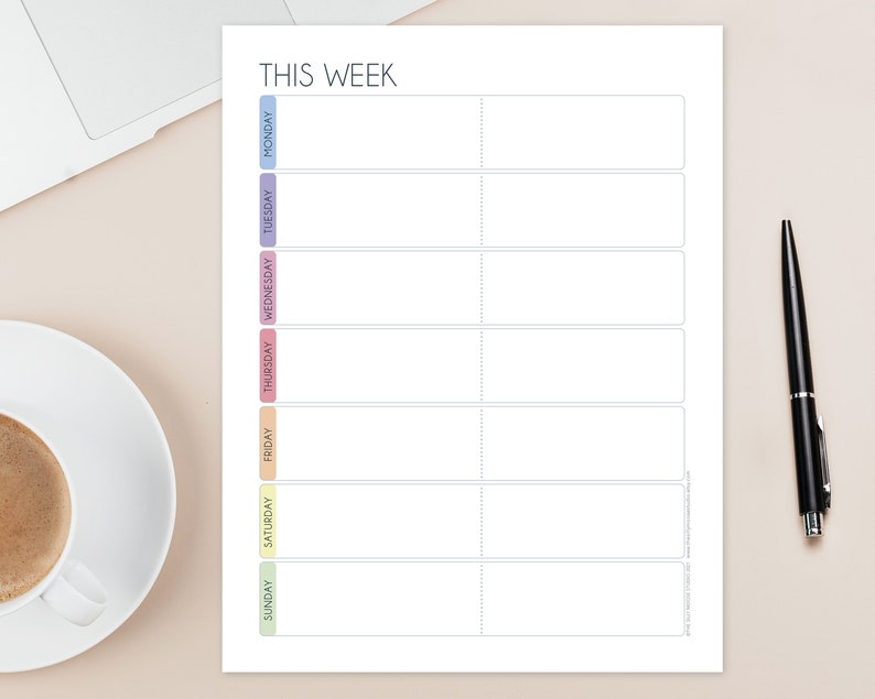 Weekly Planner Printable One Week Calendar to Do List Digital Download ...