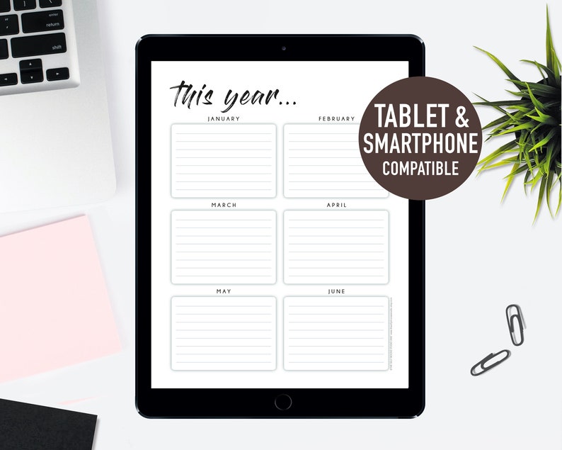 Yearly Planner Printable & Fillable PDF Any Year Calendar - Etsy