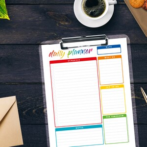 Daily Planner Printable – Rainbow One Day Digital PDF for Tablet ...