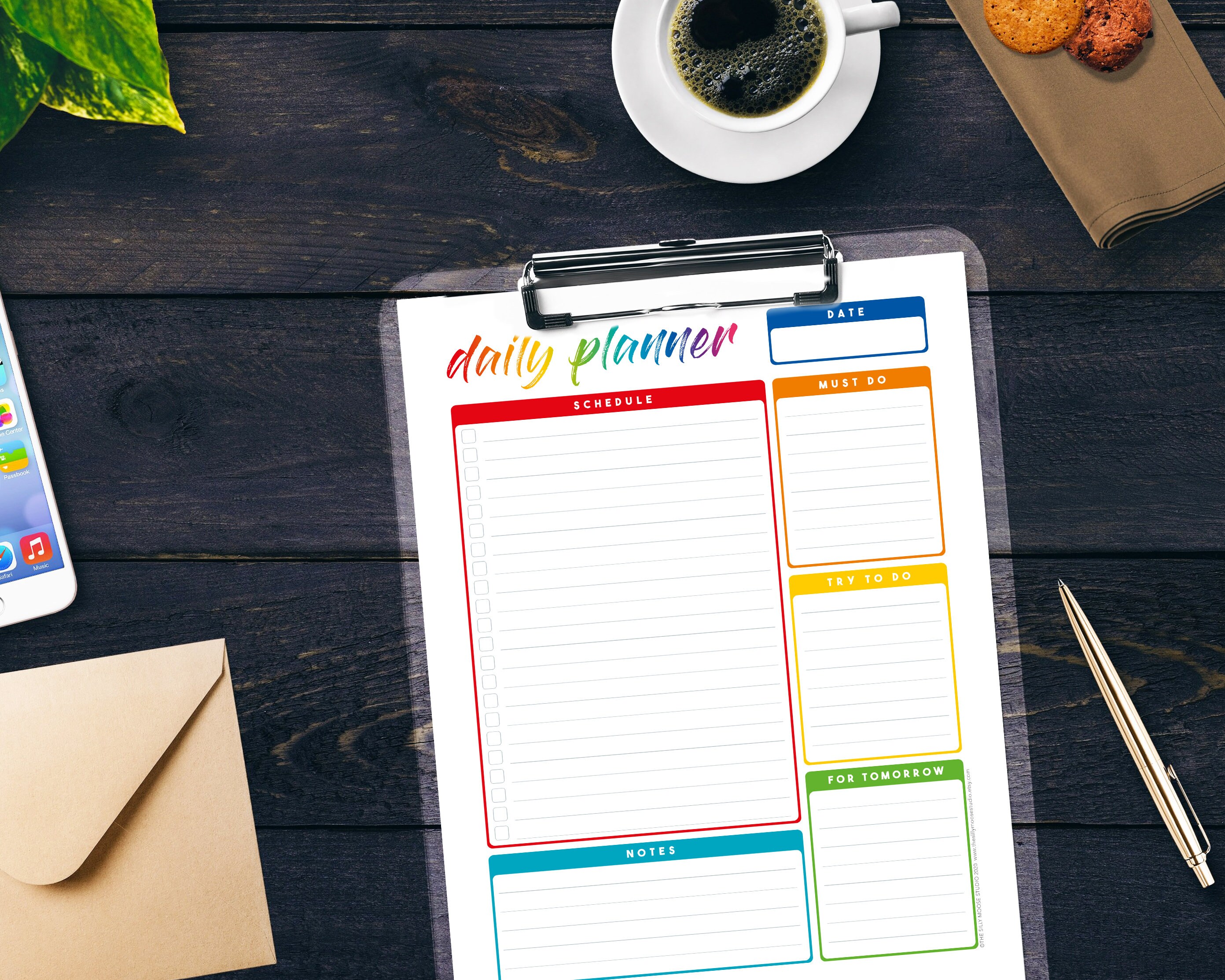 Daily Planner Printable Rainbow One Day Digital PDF for | Etsy