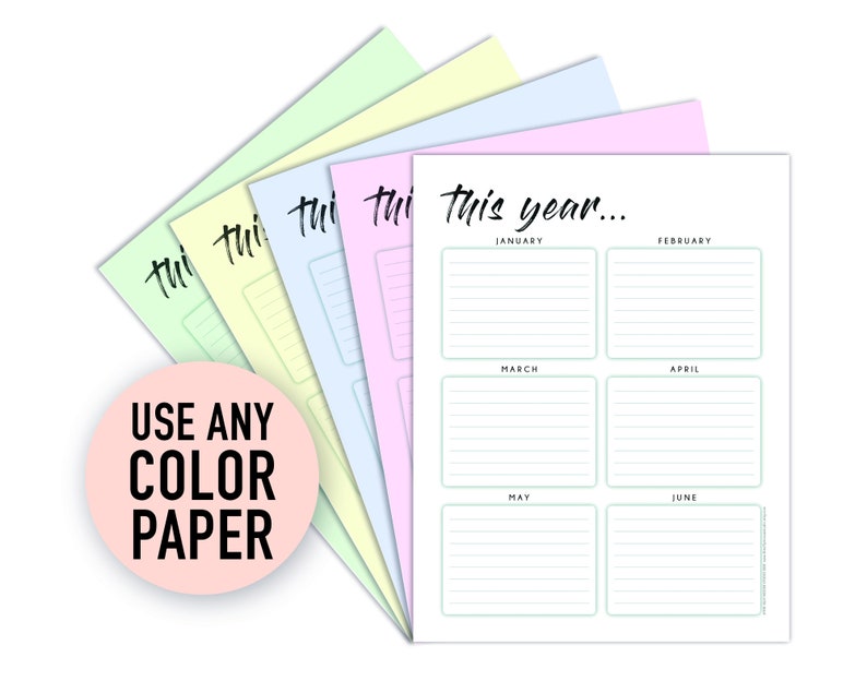 Yearly Planner Printable & Fillable PDF Any Year Calendar - Etsy