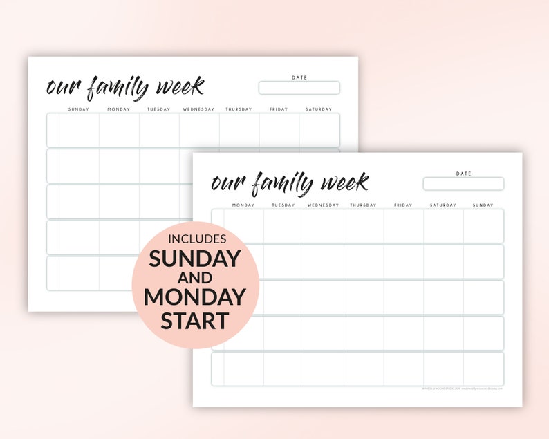 Weekly Family Planner Printable & Fillable PDF Family of 5 - Etsy UK