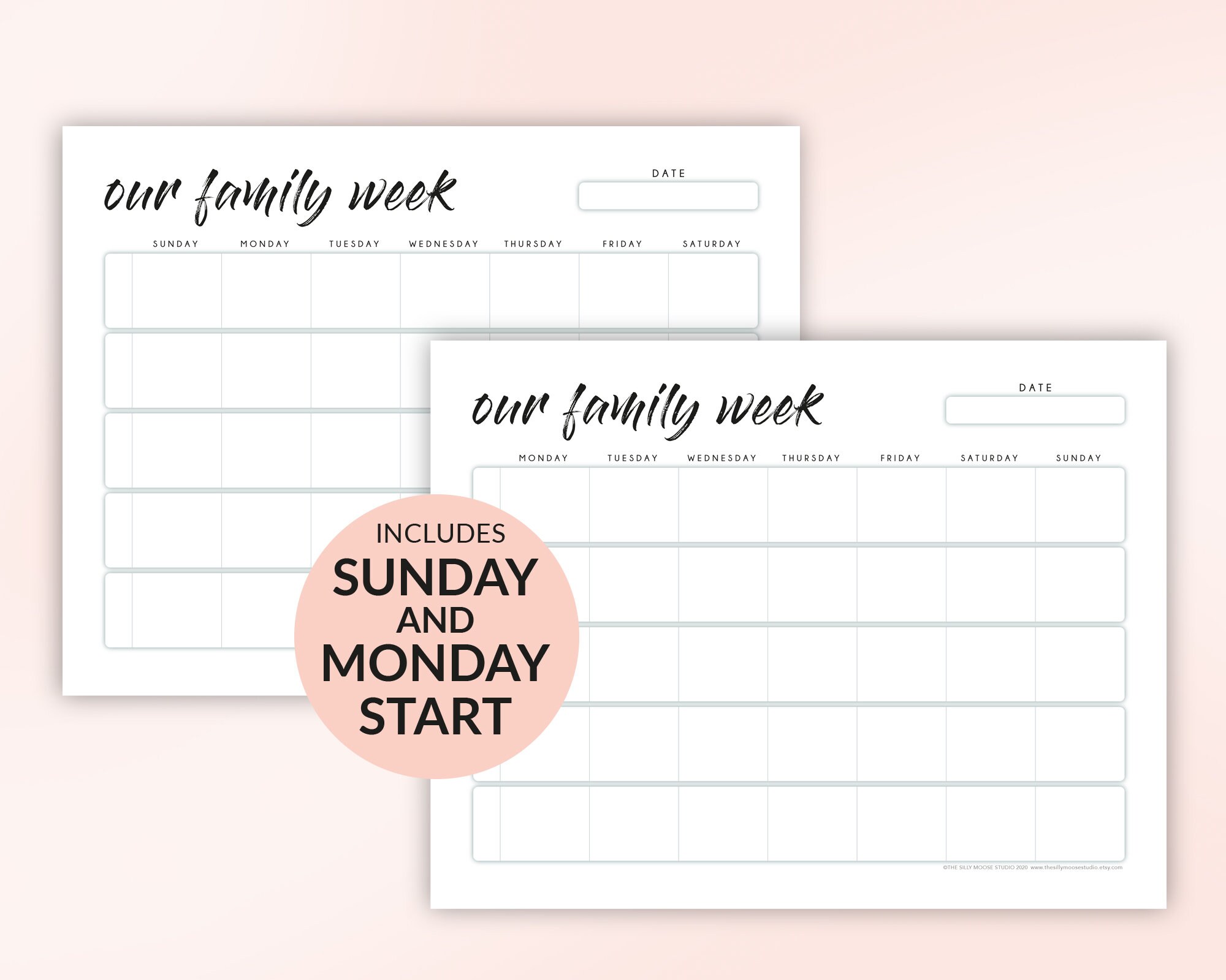 Weekly Family Planner Printable & Fillable PDF Family of 5 - Etsy UK