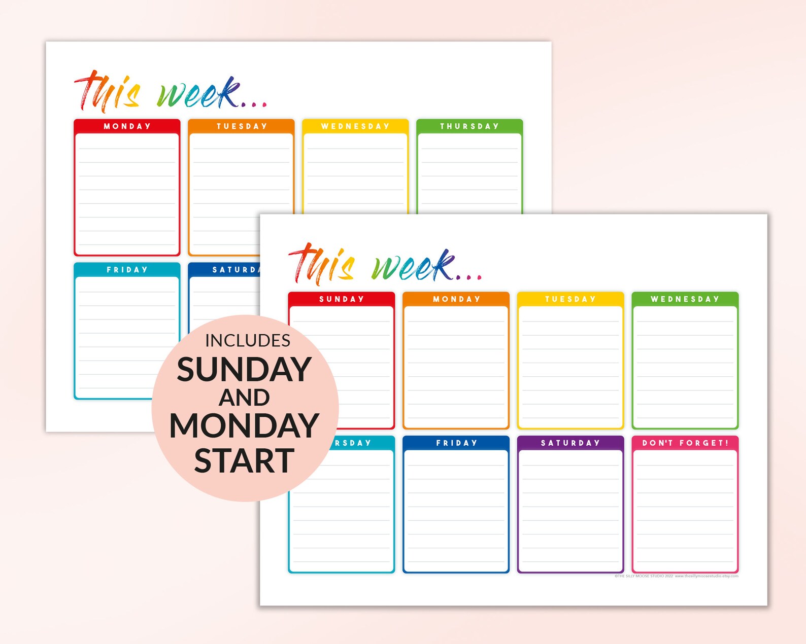 Month at a Glance Planner Printable Rainbow Monthly Calendar - Etsy