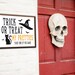 Trick or Treat Sign Printable Witch & Black Cat Social Distance ...