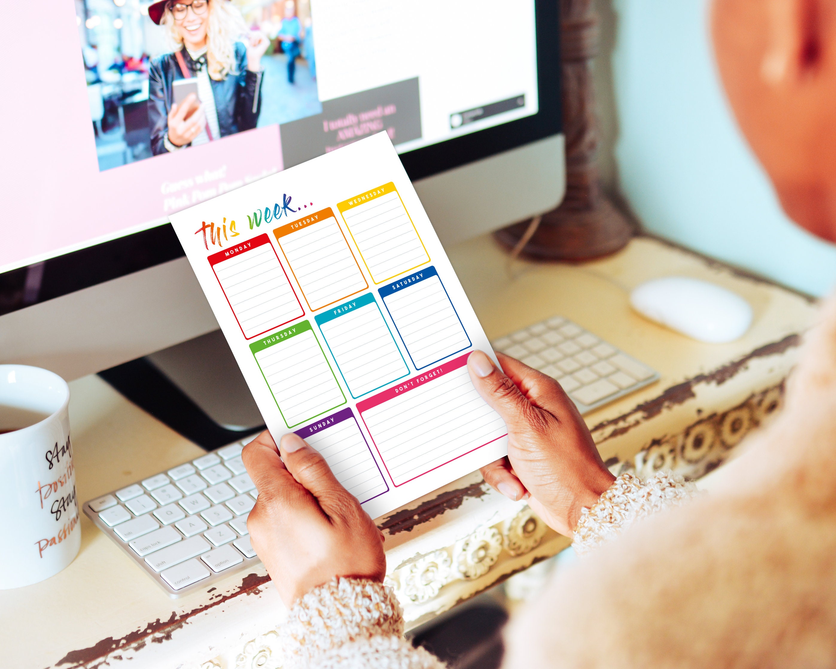 Weekly Planner Printable & Digital – Rainbow to Do List Download ...