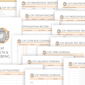 Kitten & Cat Planner Printable Bundle – Pet Health Record – Pet Care ...
