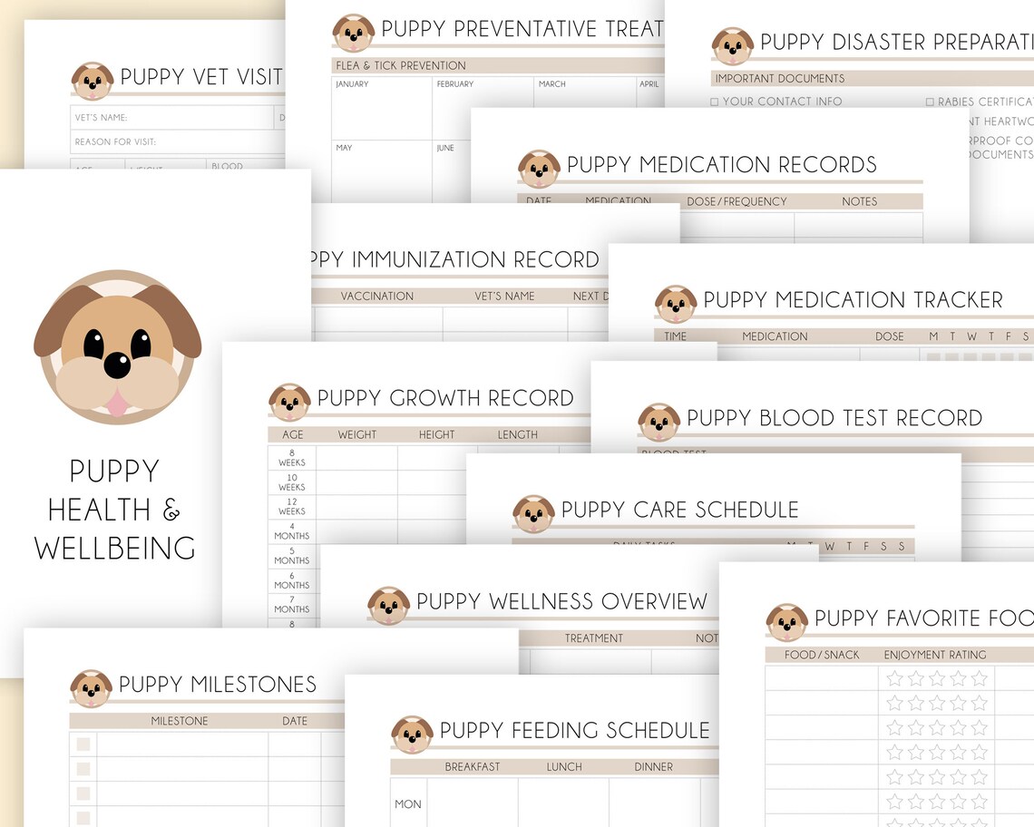 New Puppy Planner Bundle Printable Pet Care Planner Puppy - Etsy