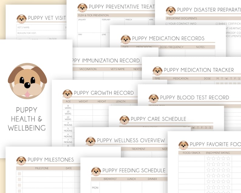 New Puppy Planner Bundle – Printable Pet Care Planner – Puppy Checklist ...