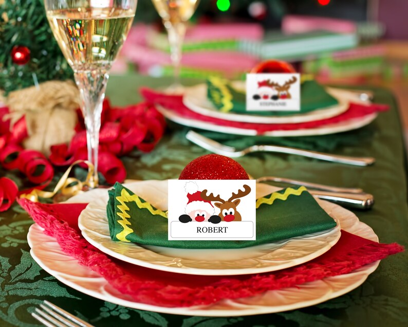Christmas Editable Place Cards Template – Printable Table Seating Cards ...