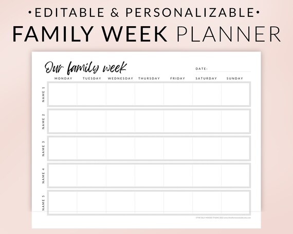 Weekly Family Planner Printable EDITABLE CANVA Planner - Etsy UK