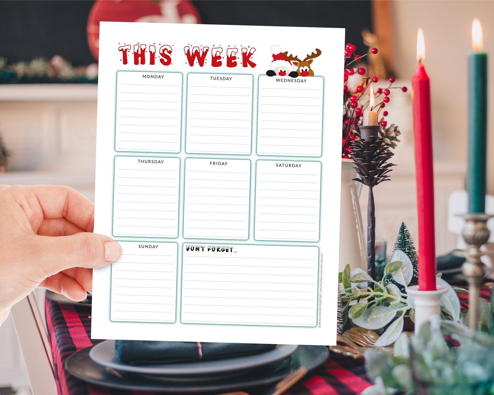 Weekly Planner Printable Christmas Theme – Seasonal Calendar Holiday ...