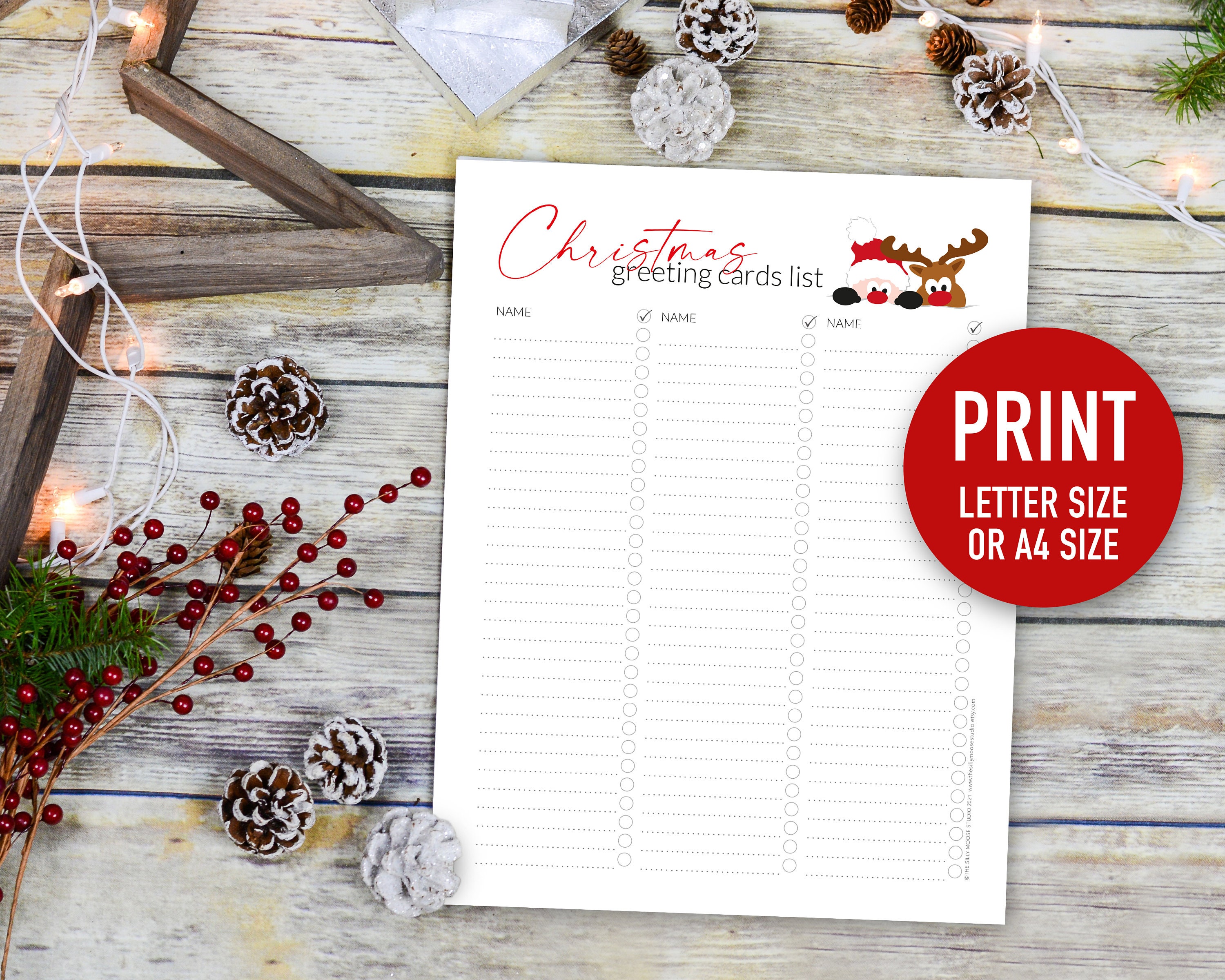 Christmas Card List Printable Set – Holiday Card Tracker Checklist ...