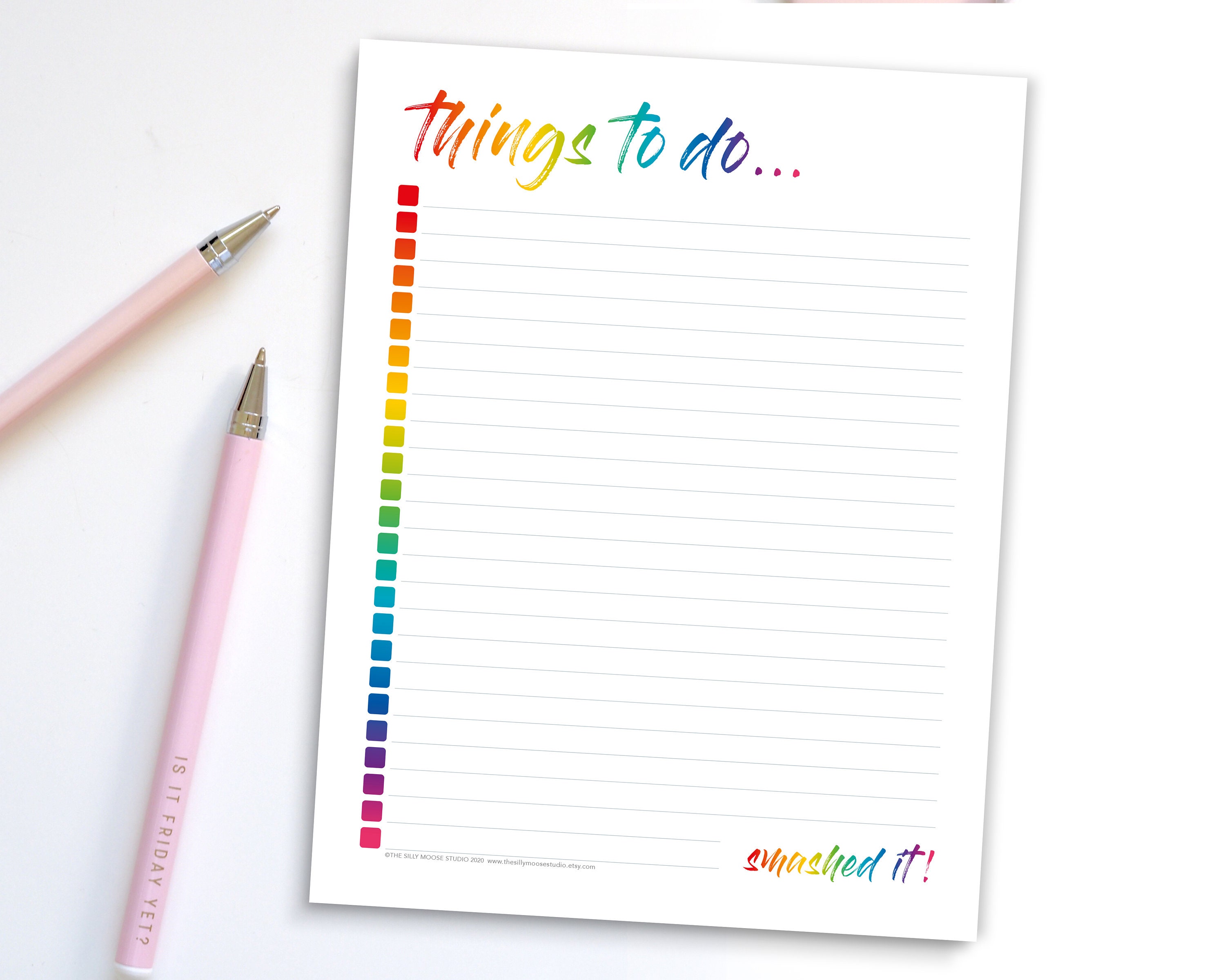 To Do List Printable & Digital – Rainbow Daily Checklist Planner Page ...