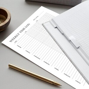 Work Time Sheet Printable – Weekly Project Time Tracker – 7 Day Hourly ...