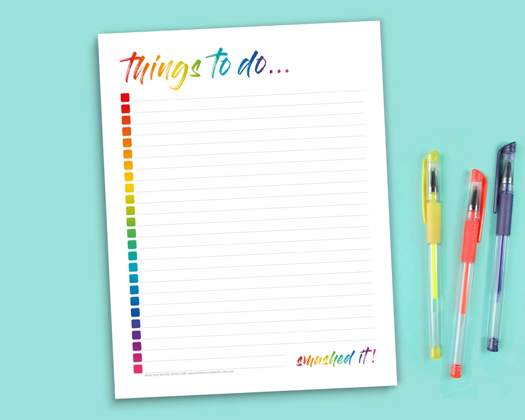 To Do List Printable & Digital – Rainbow Daily Checklist Planner Page ...