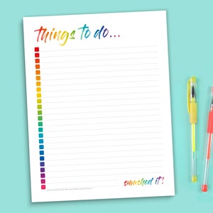 To Do List Printable & Digital – Rainbow Daily Checklist Planner Page ...