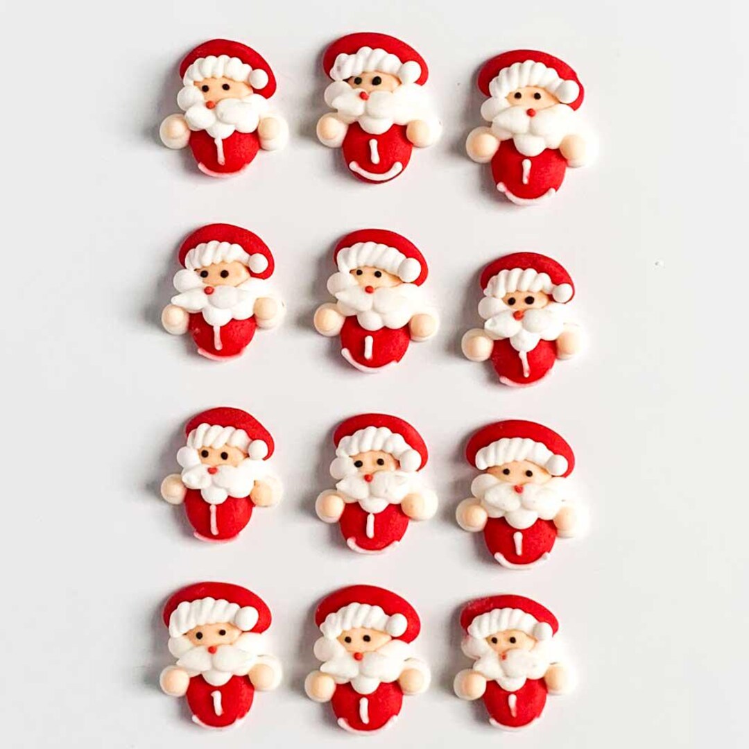 Small Santa Icing Decorations | 12 per Package | Edible Christmas ...