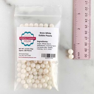 8MM White Sugar Pearls: Edible Cake Decorations (2.5 Ounces) - Etsy