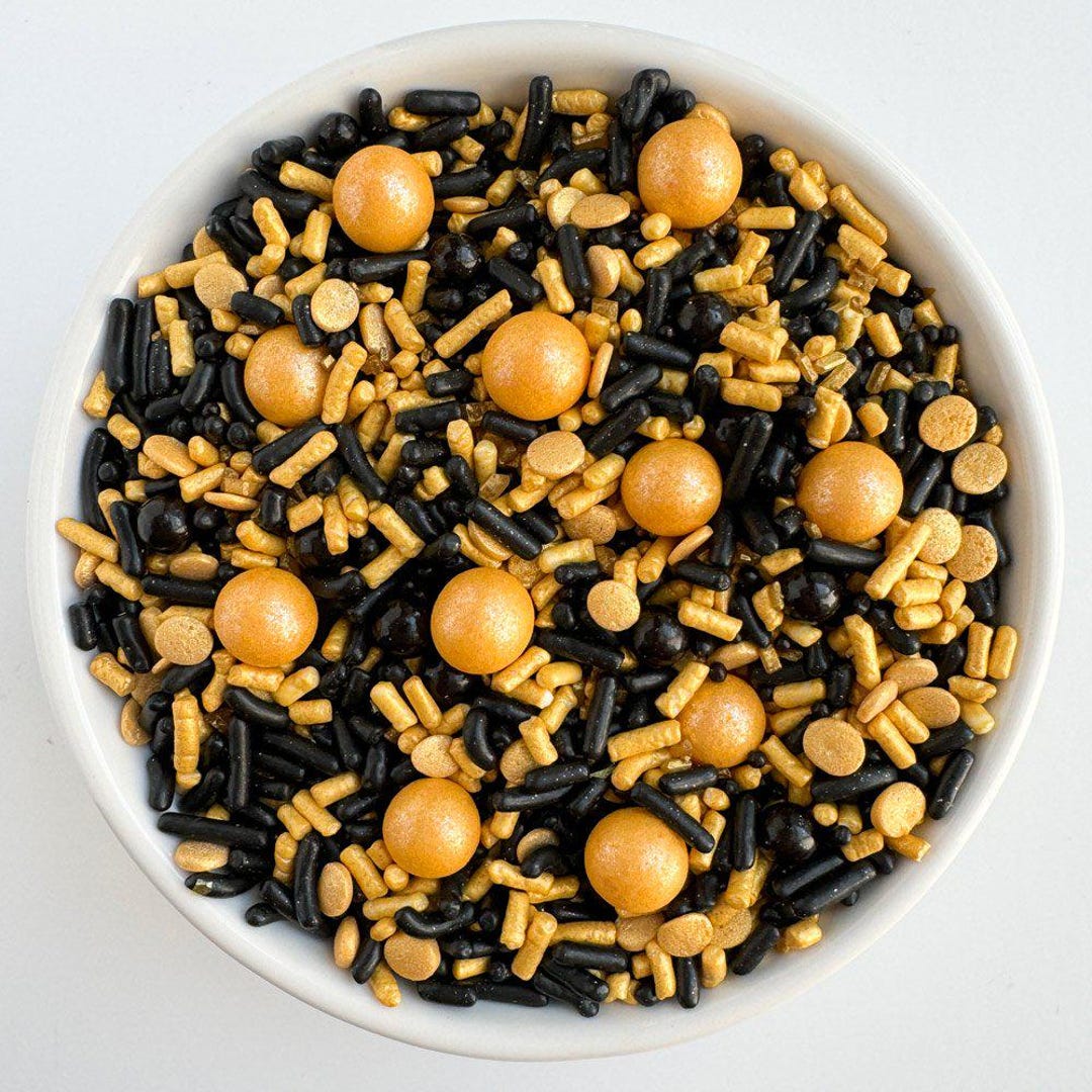 Midnight Glam Sprinkle Mix | 3 Ounces | Black and Gold Sprinkle Mix ...
