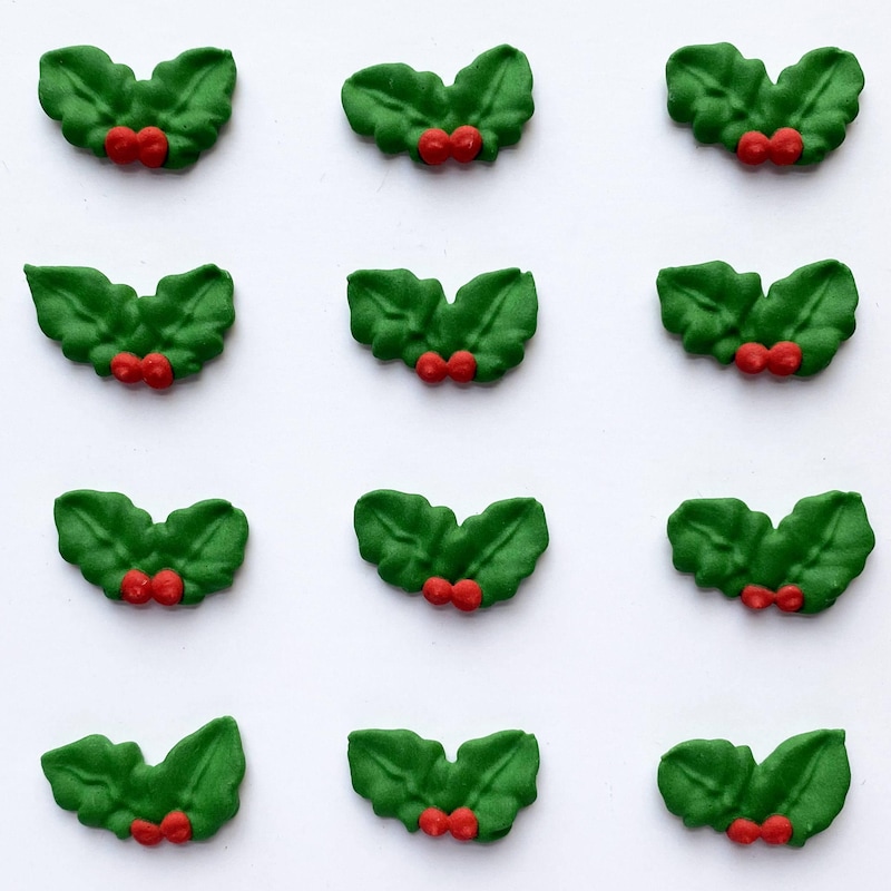 Holly Edible Decorations - Etsy