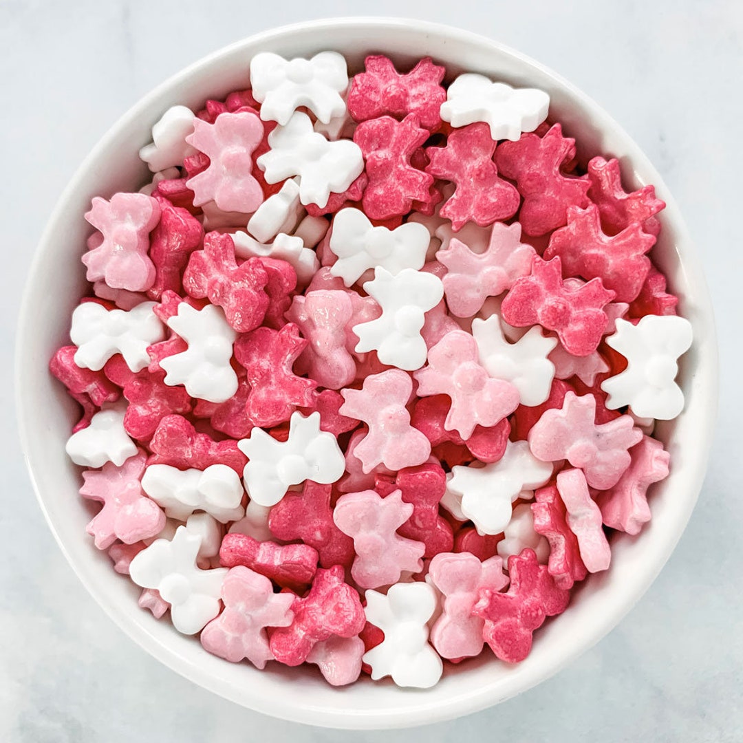 Pink and White Bow Sprinkles: Edible Cake Decorations (2.5 Ounces) - Etsy