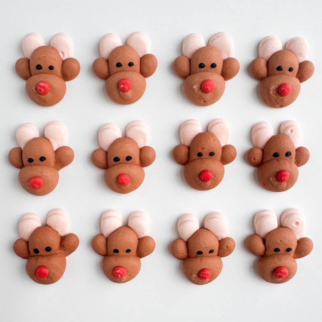Brown Royal Icing Reindeer: Edible Cake Decorations (12 Pieces) - Etsy