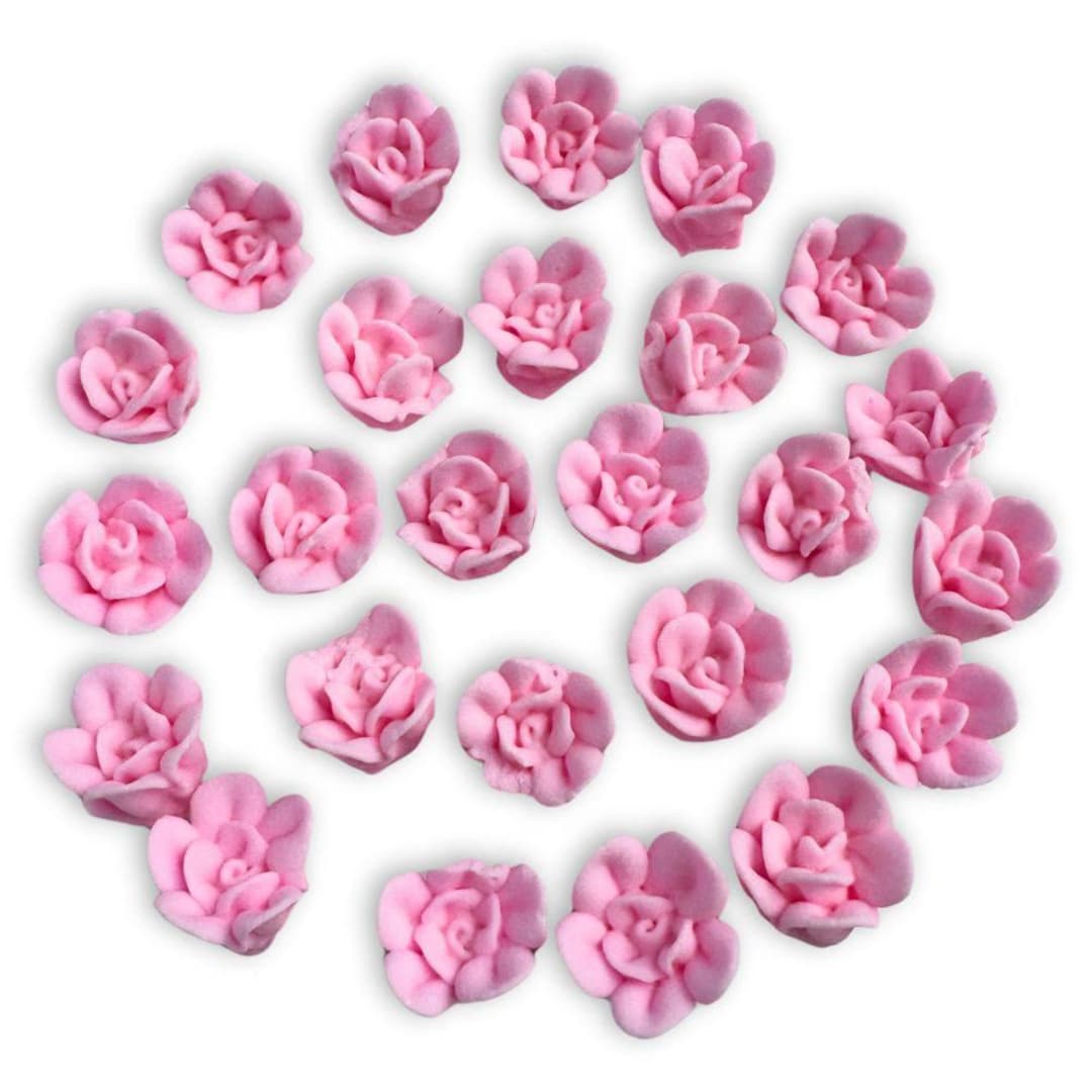 Mini Pink Royal Icing Roses | 24 per Package | Edible Mini Rose Icing ...