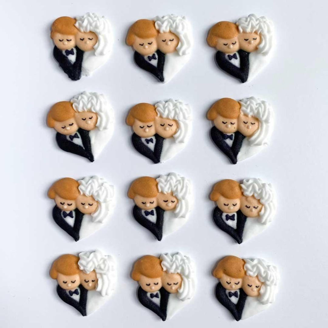 Bride and Groom Icing Pieces | 12 per Package | Edible Wedding ...
