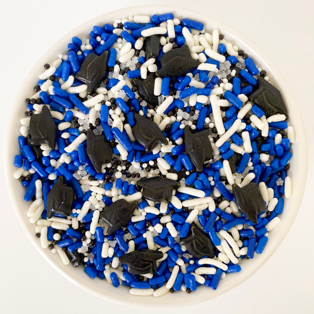 Blue and White Graduation Sprinkles |3 Ounces | Graduation Cap ...