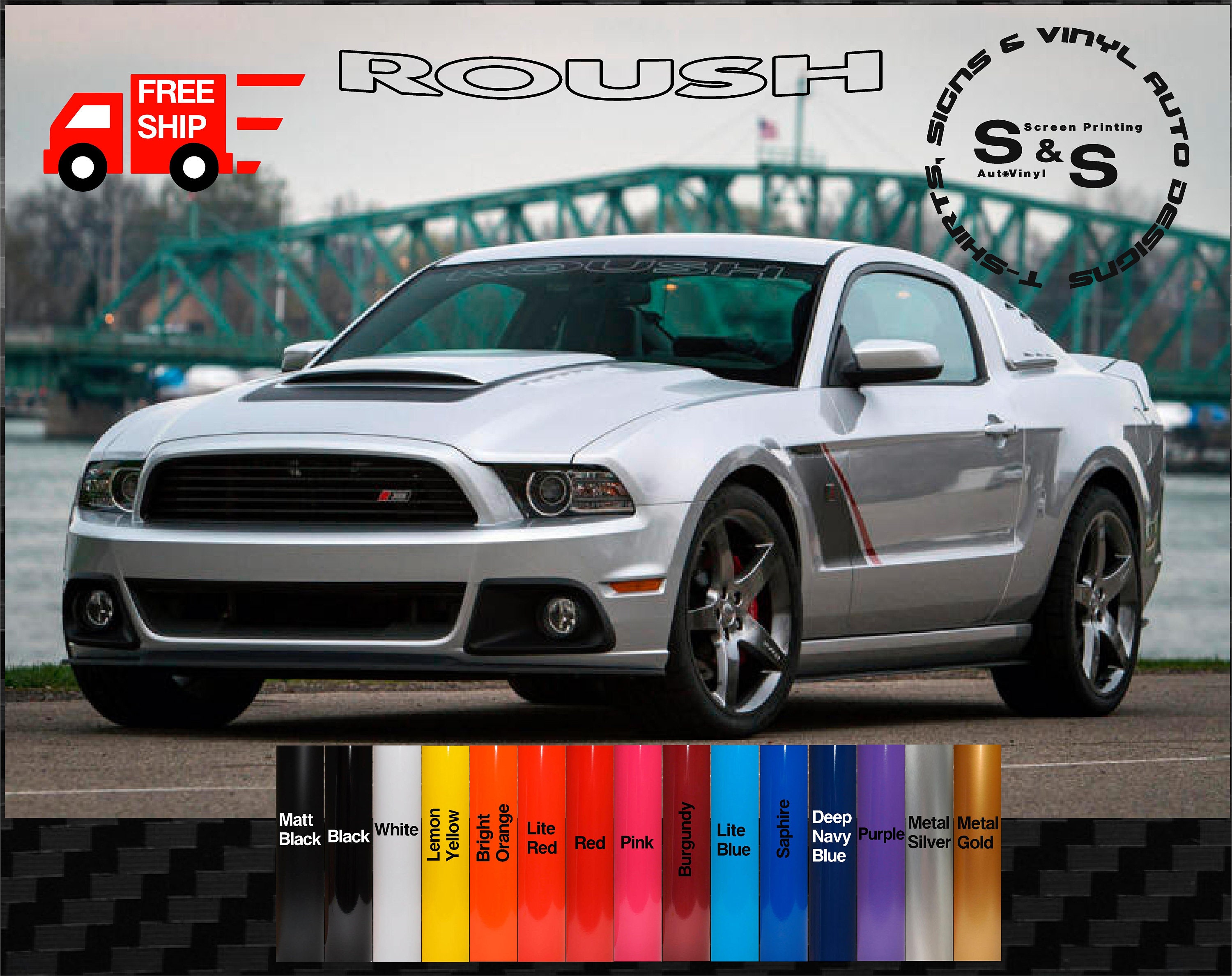 Ford Mustang Roush windshield logo text banner vinyl decal | Etsy