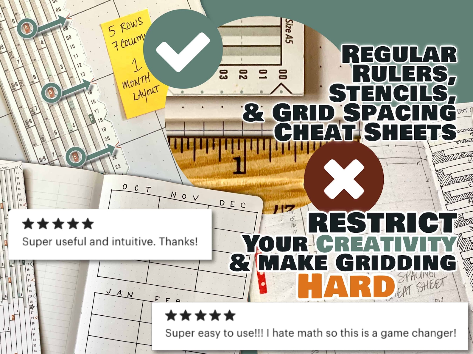 A5 4mm Smarter Spacing Ruler : the Grid Tool Cheat Printable Bullet ...
