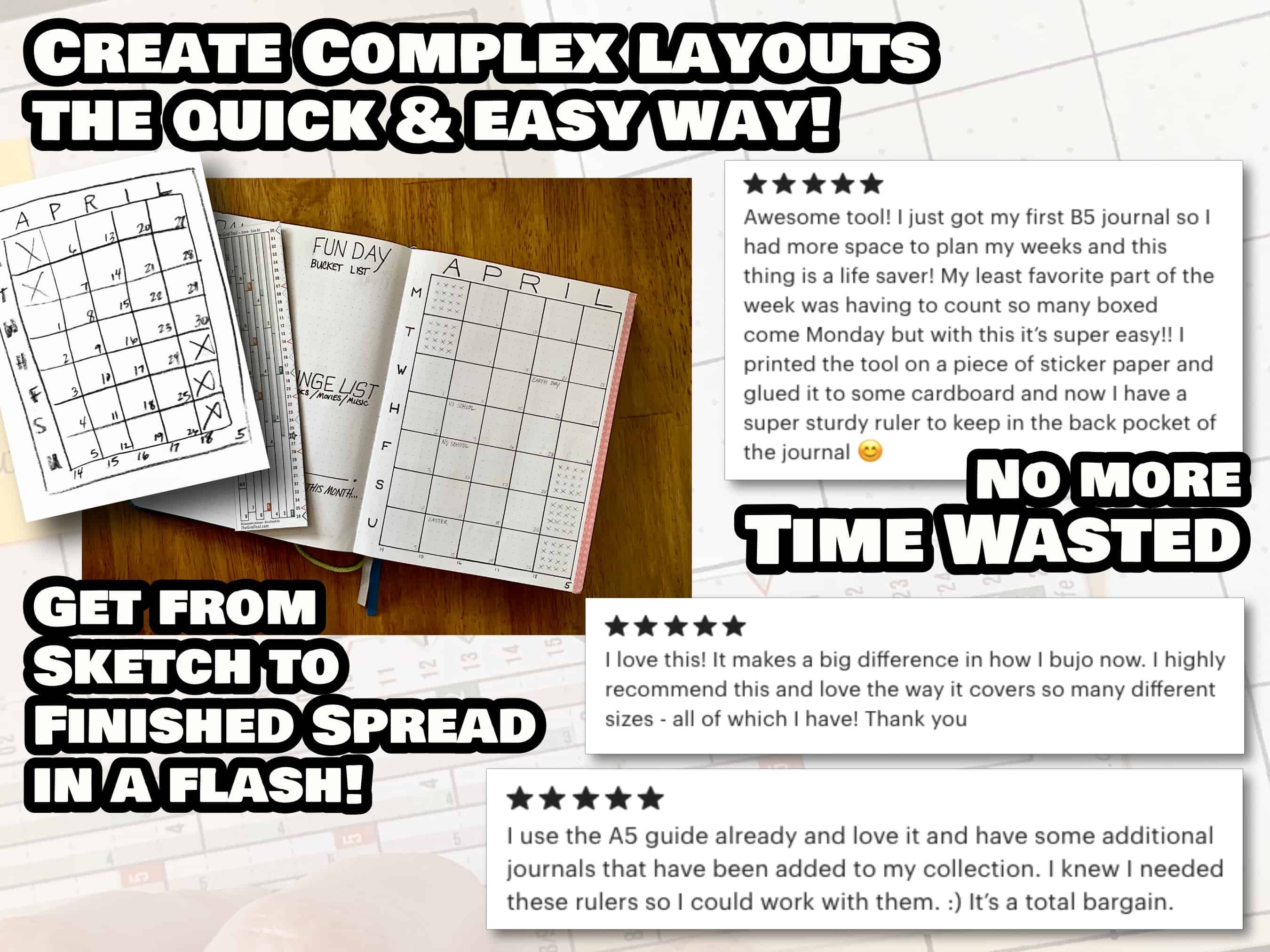 A6 5mm Smarter Spacing Ruler Printable Bullet Journal Layout Row and ...