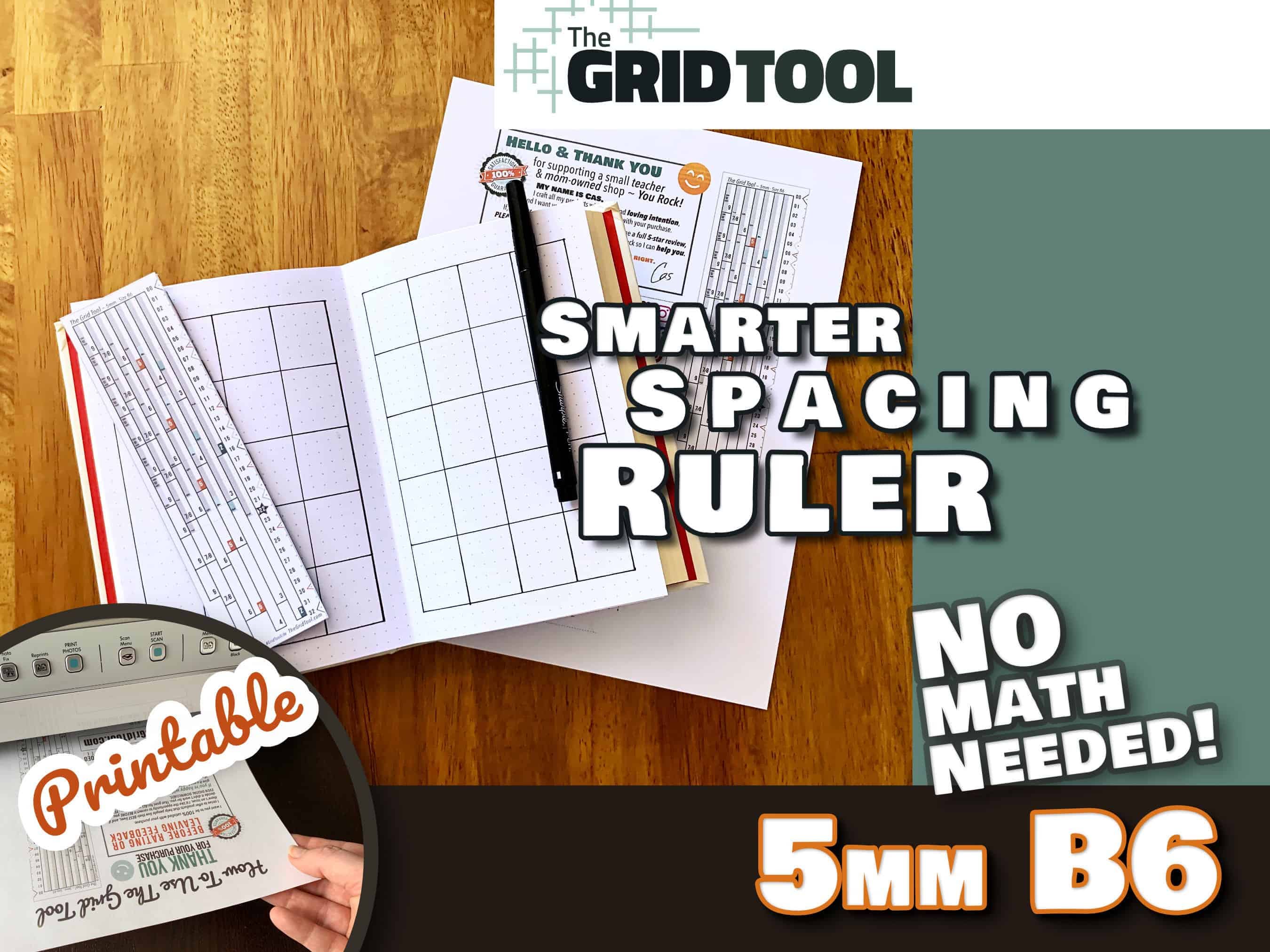 B6 5mm Smarter Spacing Ruler the Grid Tool Printable Bullet Journal ...