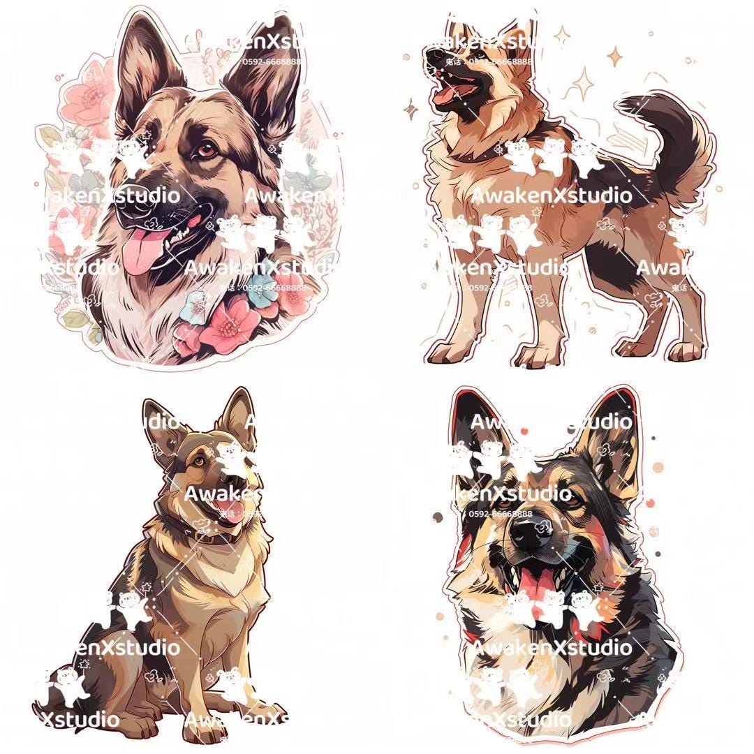 German Shepherd Hair E-sticker, Printable Digital, Lovely Pet, Stickers ...